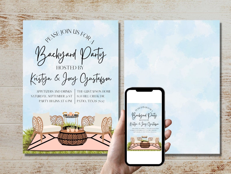 EDITABLE Backyard Party Invitation Party on the Patio Invitation Patio ...