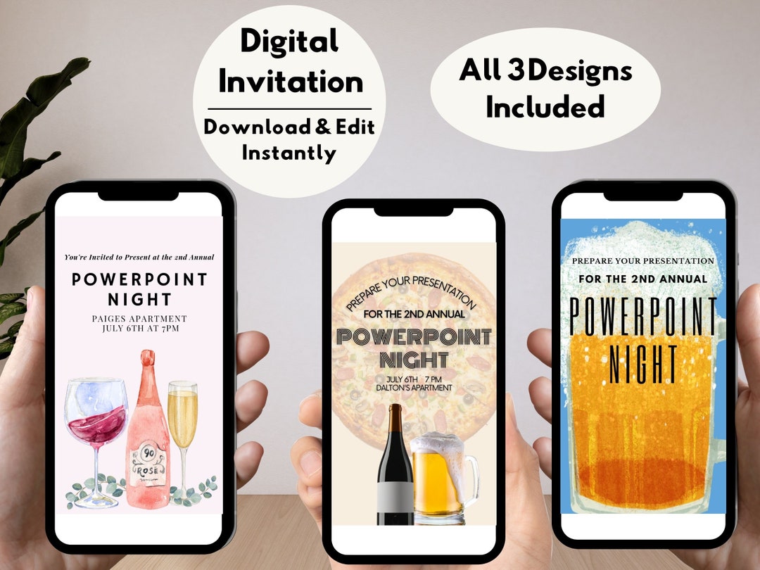 EDITABLE Powerpoint Night Invitations Power Point Presentation Party ...