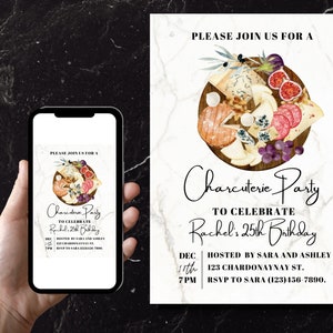 Editable Charcuterie Party Invitation, Wine and Cheese (digital ...