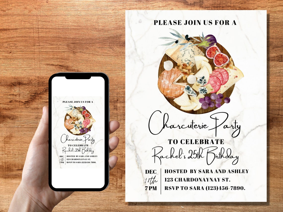 EDITABLE Charcuterie Party Invitation Charcuterie Board Night - Etsy