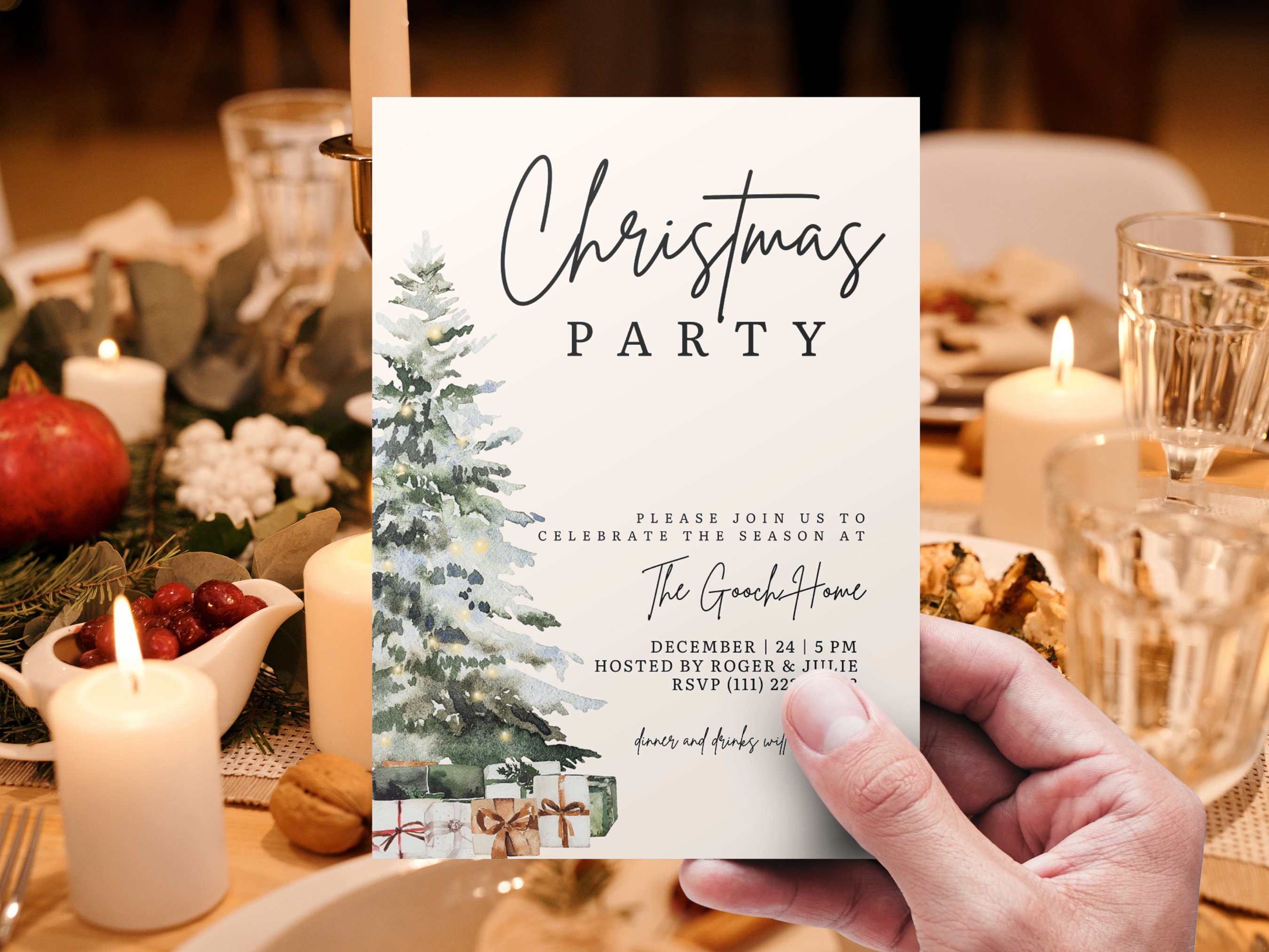 EDITABLE Christmas Party Invitation Christmas Dinner Party Christmas ...