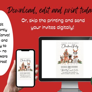 EDITABLE Holiday Dog Invitation Christmas Dog Party Invite Dog Holiday ...