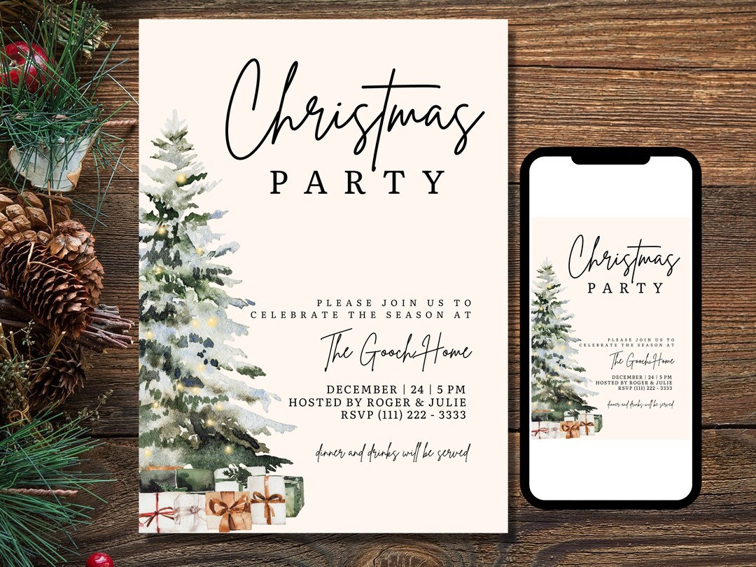 EDITABLE Christmas Party Invitation Christmas Dinner Party Christmas ...