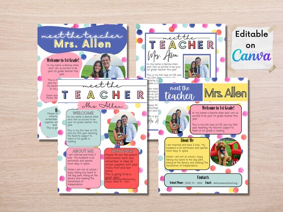 EDITABLE Confetti Meet the Teacher Template Rainbows Meet the - Etsy