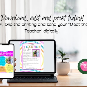 Neon Meet the Teacher Template, Rainbow Printable (digital Download) - Etsy