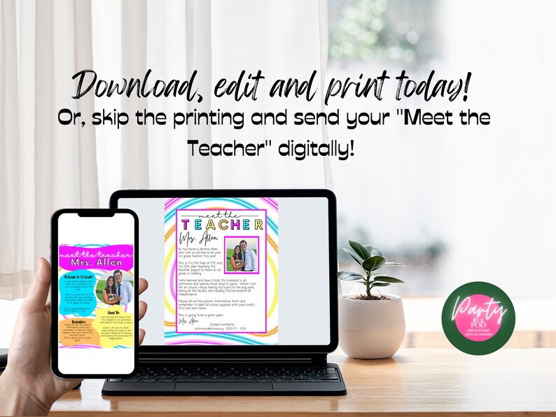 EDITABLE Neon Meet the Teacher Template Rainbow Meet the - Etsy