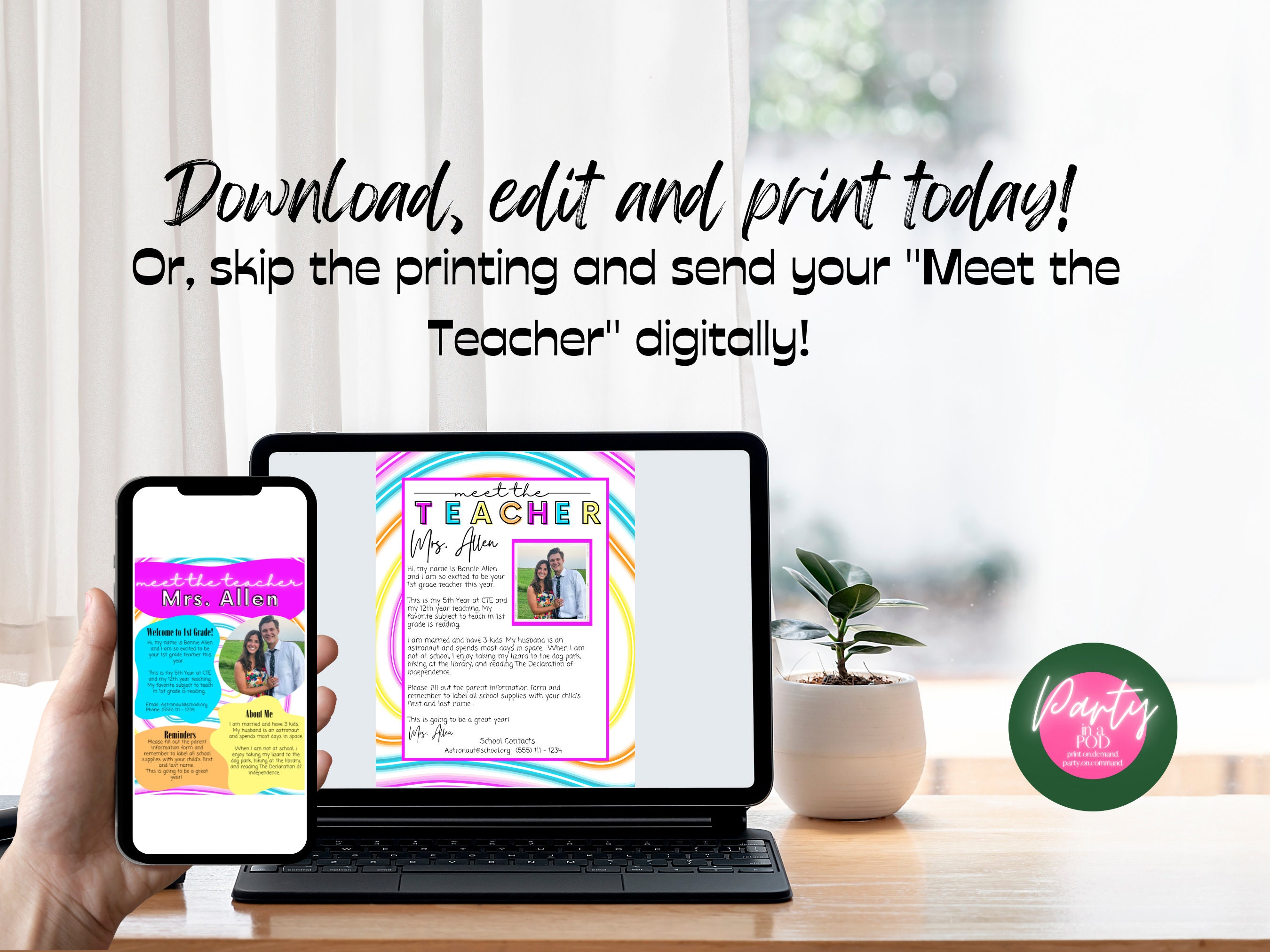 EDITABLE Neon Meet the Teacher Template Rainbow Meet the Teacher ...