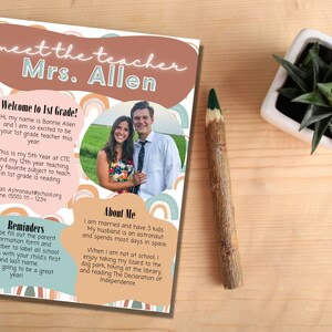 Boho Rainbow Meet the Teacher Template (editable Digital Download) - Etsy