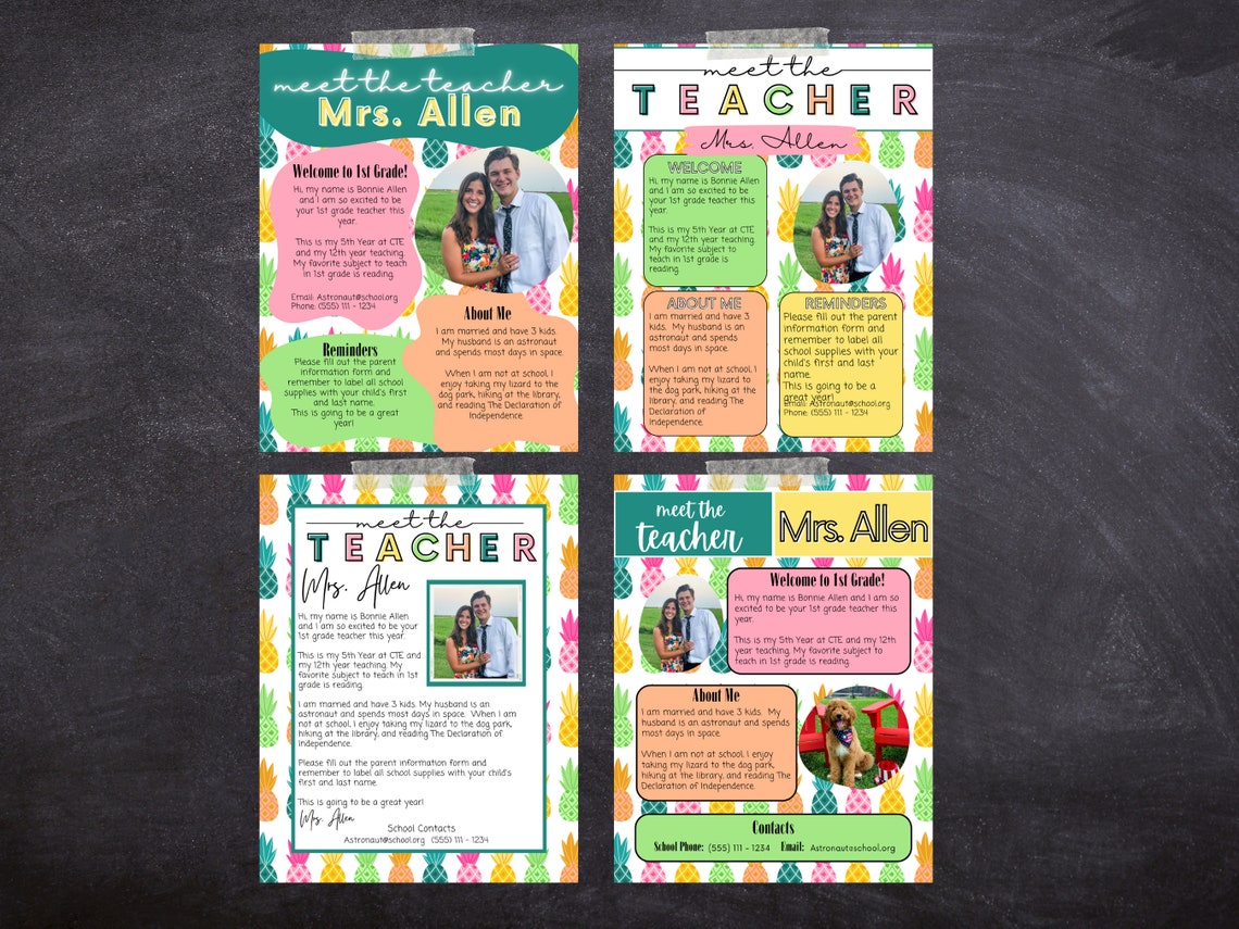 EDITABLE Pineapple Meet the Teacher Template Rainbow Pineapple Meet the ...