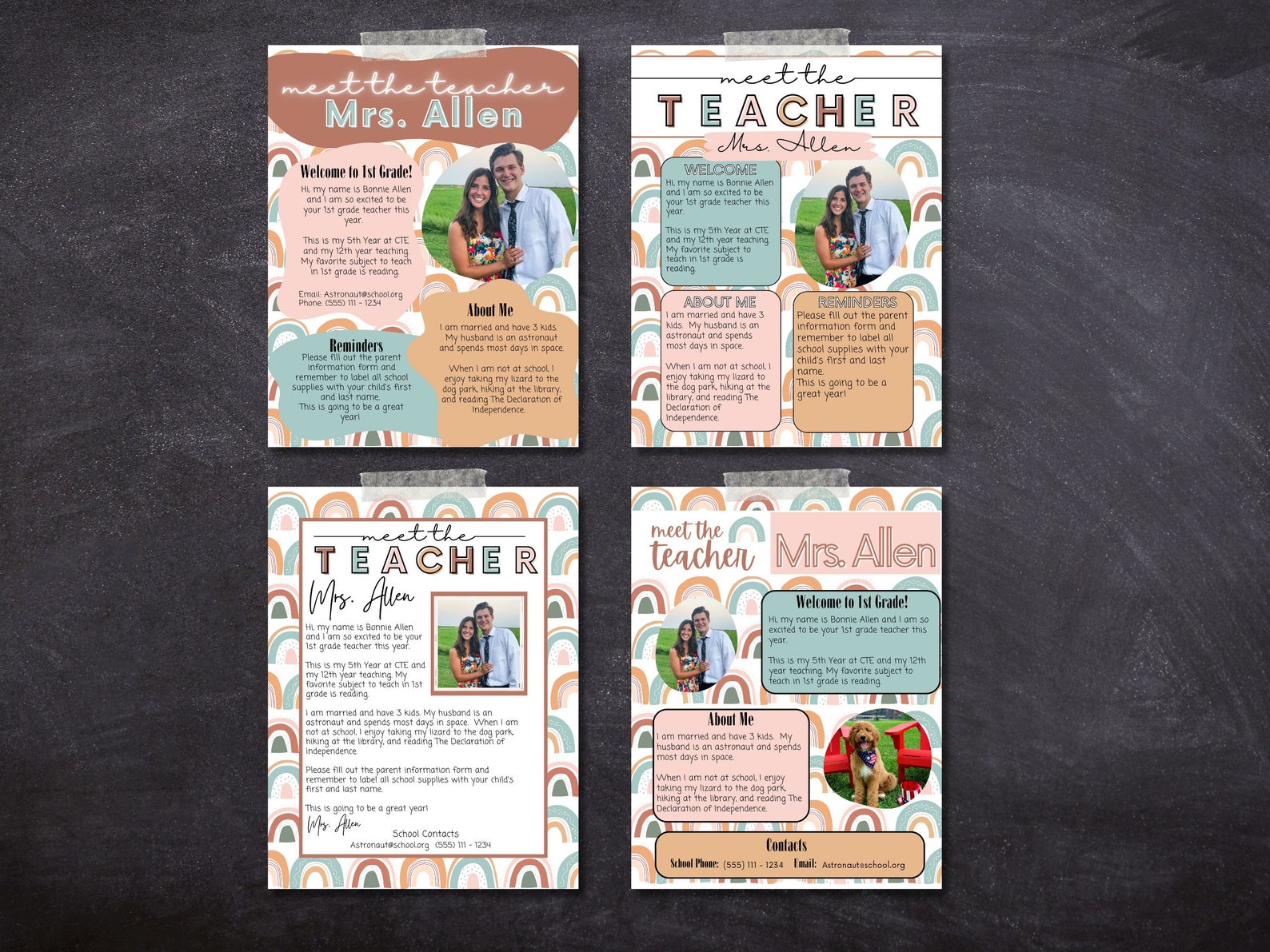 EDITABLE Boho Rainbow Meet the Teacher Template Pastel Meet - Etsy