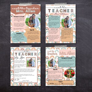 EDITABLE Boho Rainbow Meet the Teacher Template Pastel Meet the Teacher ...