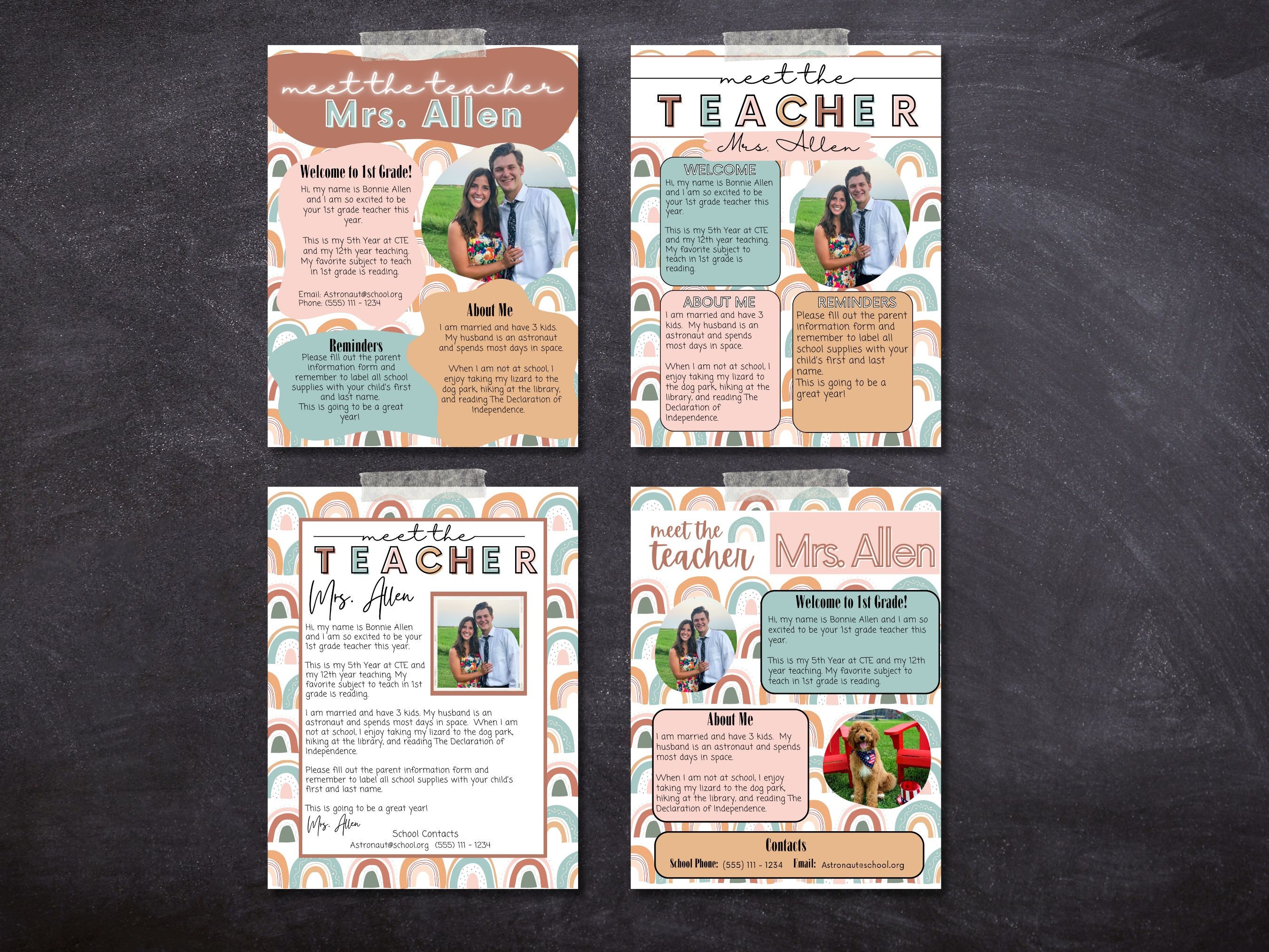 EDITABLE Boho Rainbow Meet the Teacher Template Pastel Meet the Teacher ...