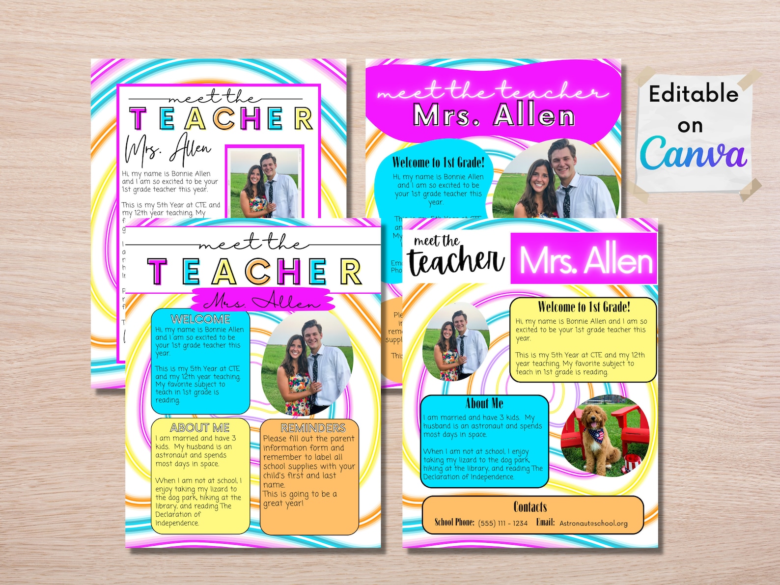 EDITABLE Neon Meet the Teacher Template Rainbow Meet the Teacher ...