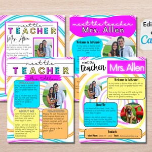 Neon Meet the Teacher Template, Rainbow Printable (digital Download) - Etsy