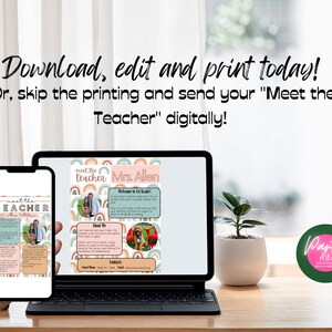 EDITABLE Boho Rainbow Meet the Teacher Template Pastel Meet the Teacher ...