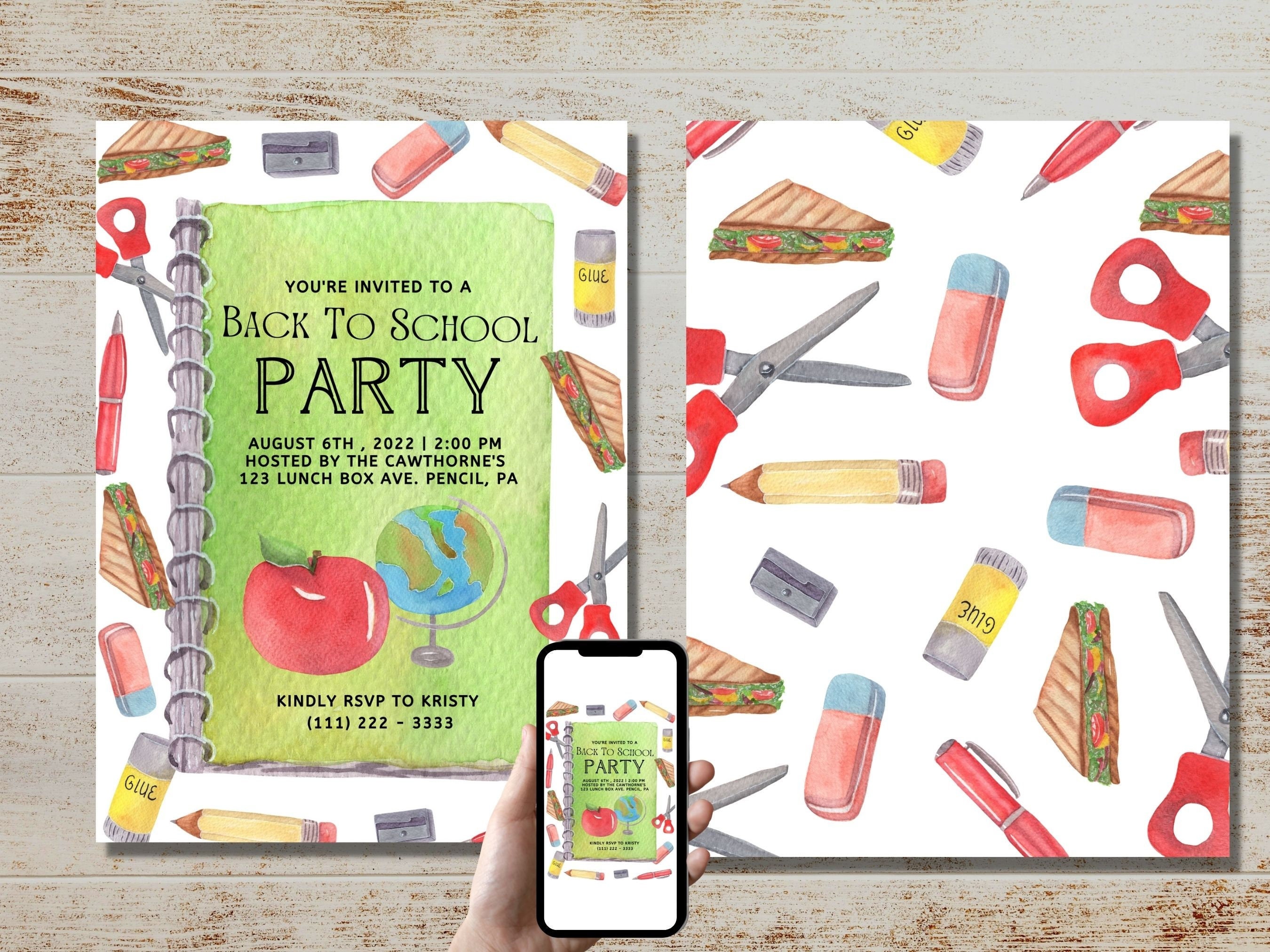 Editable Back to School Party Invitation (digital Download) - Etsy