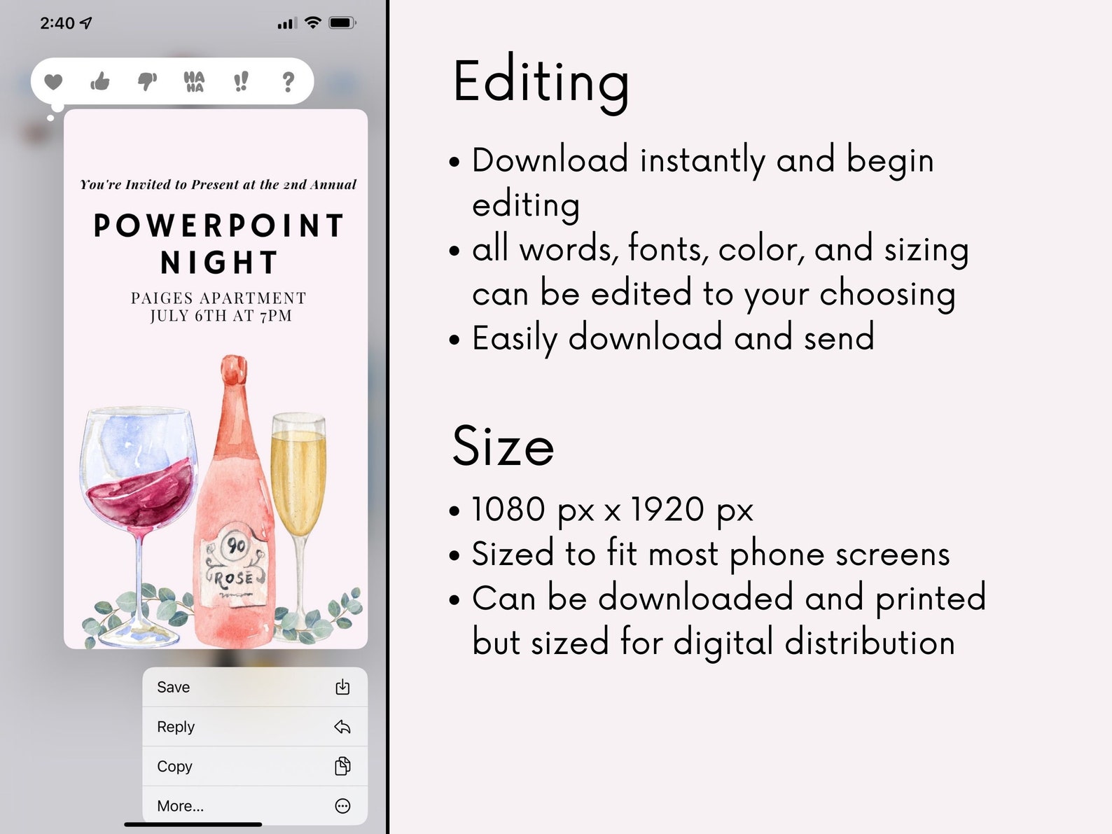 EDITABLE Powerpoint Night Invitations Power Point Presentation Party ...