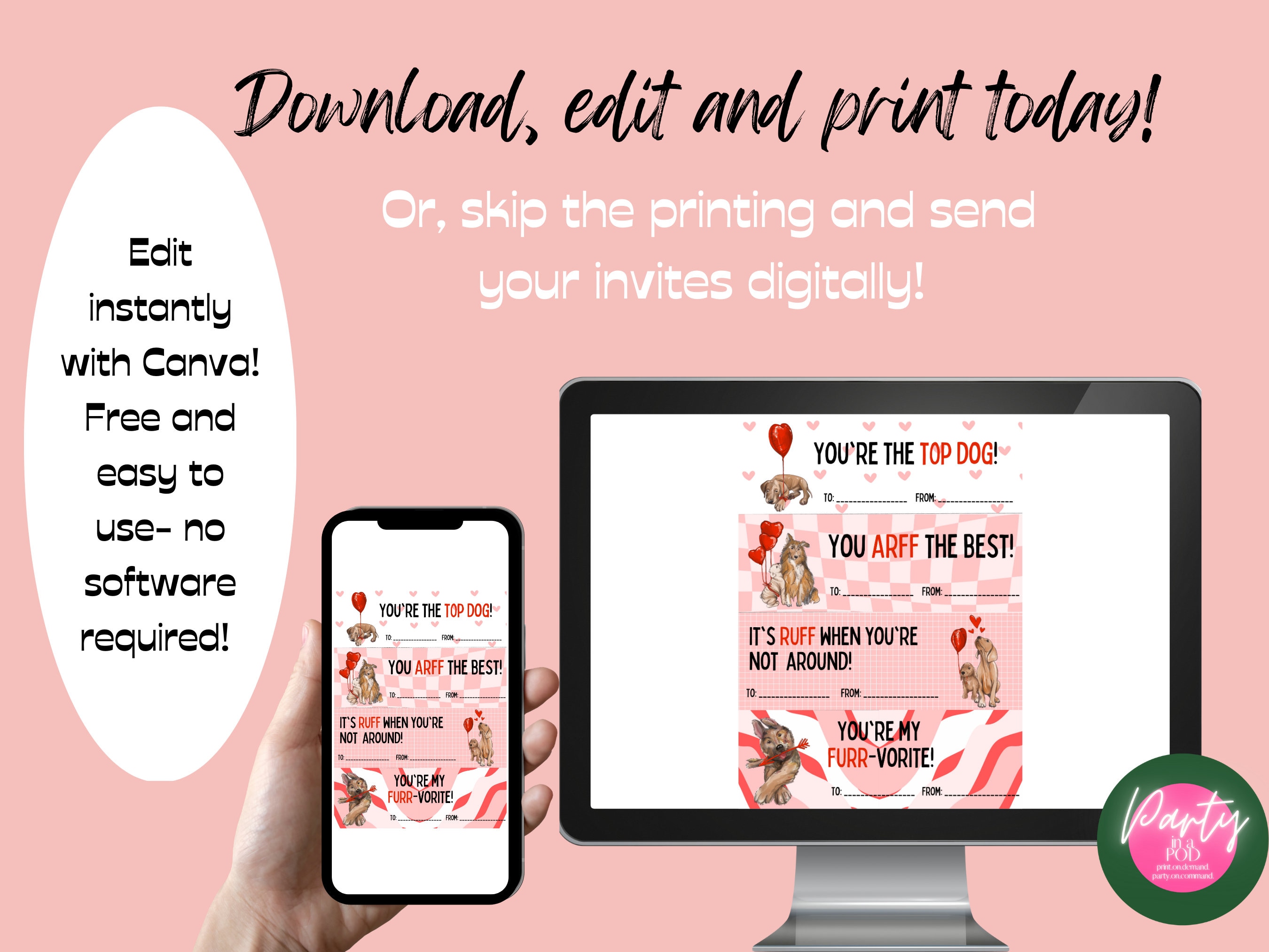 EDITABLE Puppy Valentines Printable Valentines for Kids Printable ...