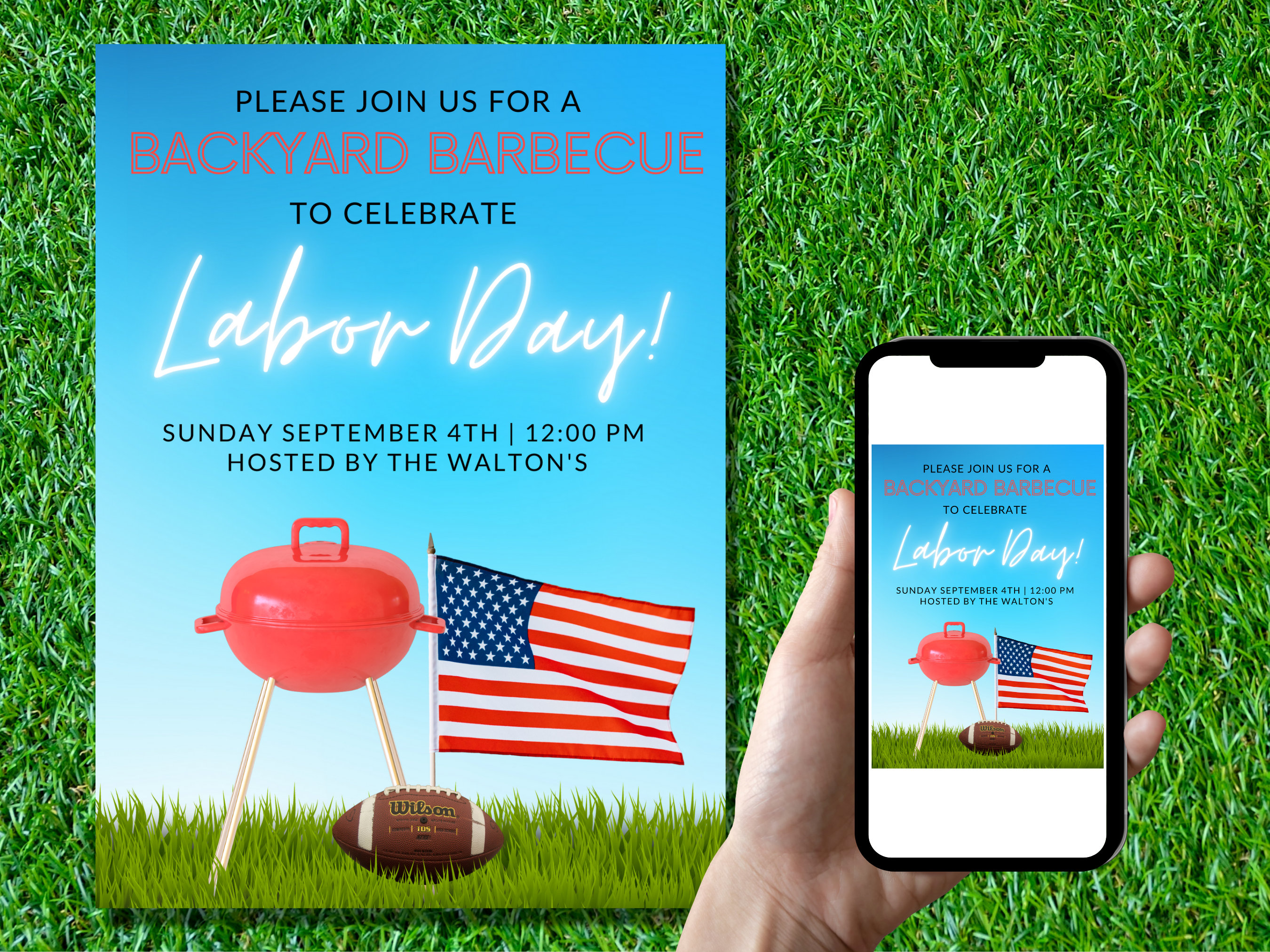 EDITABLE Labor Day Cookout Invitation Labor Day Backyard Barbecue ...