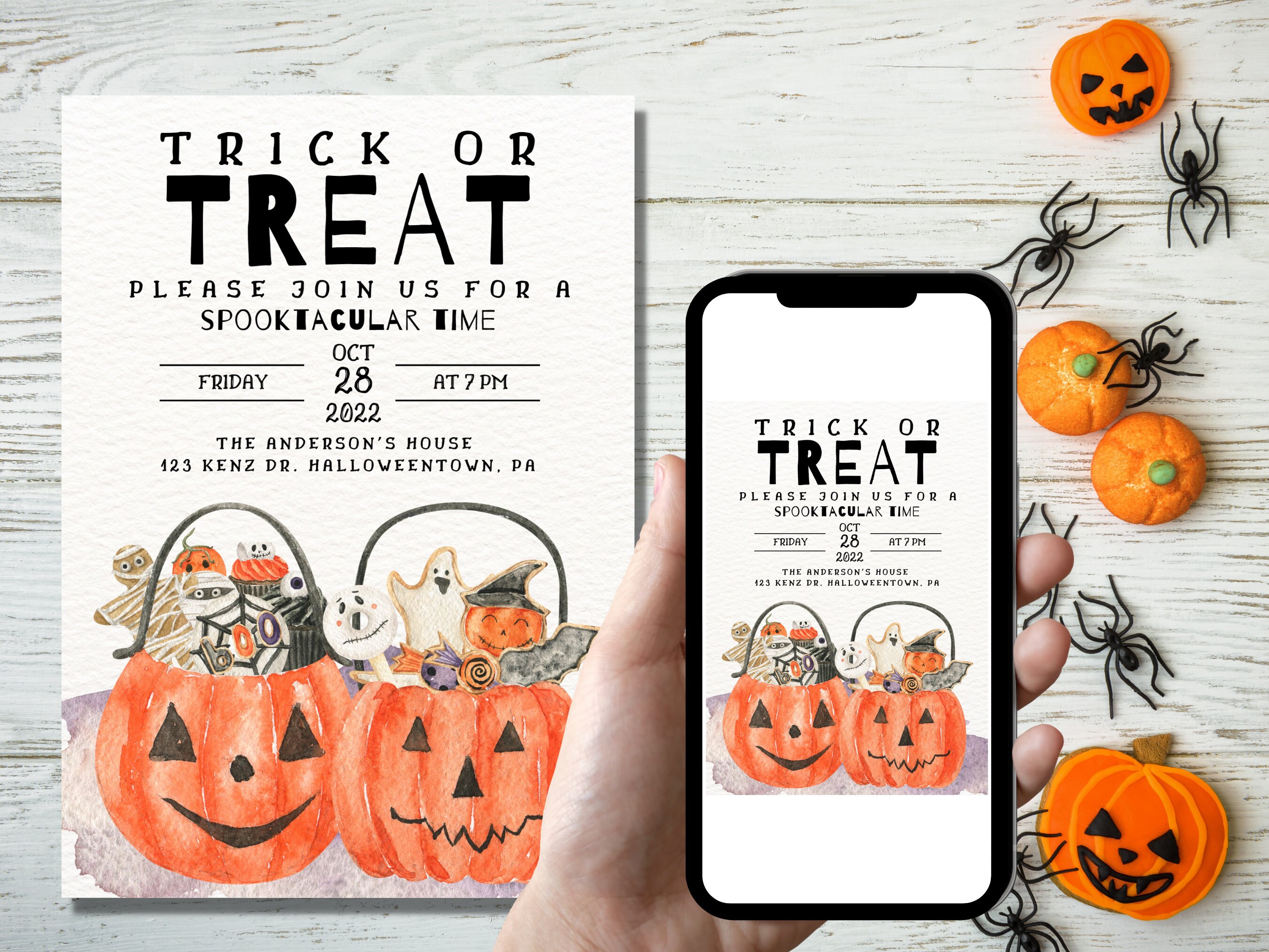 EDITABLE Trick or Treat Halloween Invitation Trunk or Treat Invitation ...