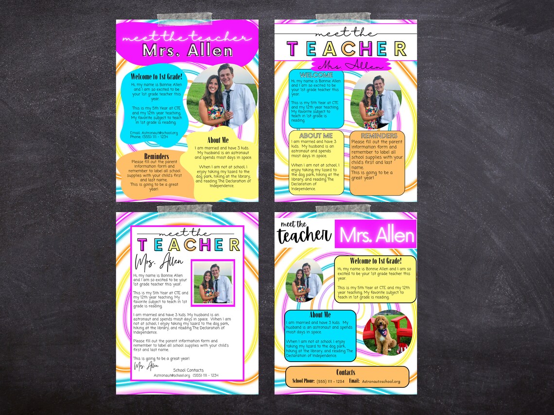 EDITABLE Neon Meet the Teacher Template Rainbow Meet the - Etsy