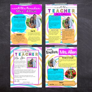 EDITABLE Neon Meet the Teacher Template Rainbow Meet the - Etsy