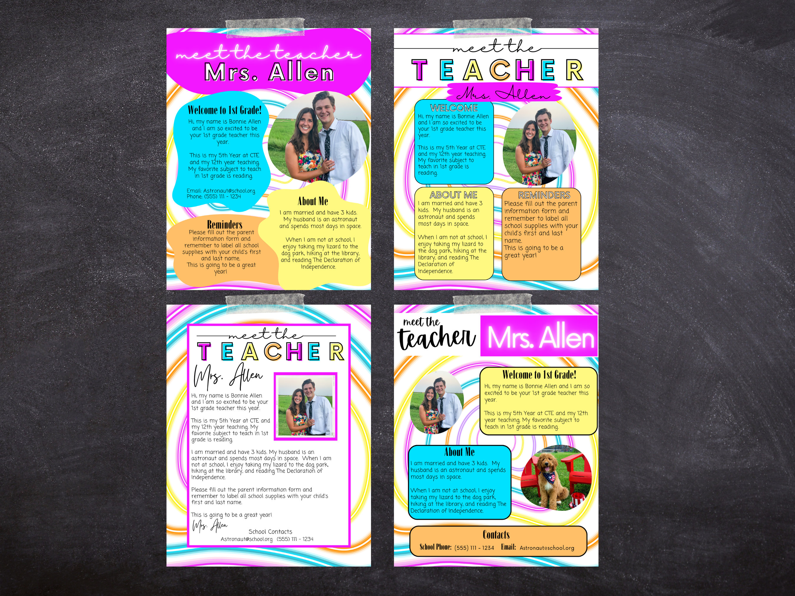 EDITABLE Neon Meet the Teacher Template Rainbow Meet the - Etsy
