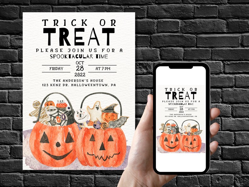 EDITABLE Trick or Treat Halloween Invitation Trunk or Treat Invitation ...