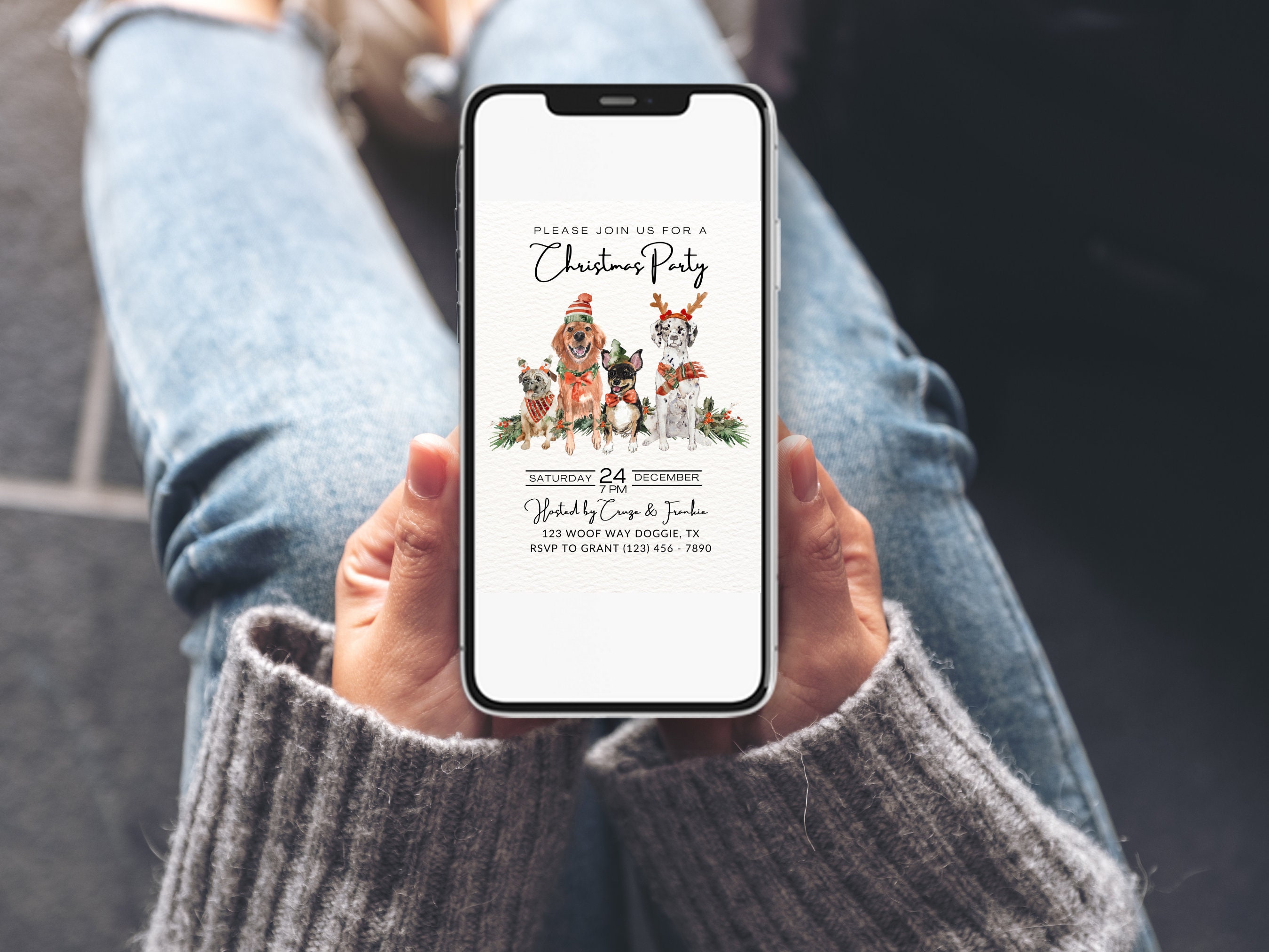 EDITABLE Holiday Dog Invitation Christmas Dog Party Invite Dog Holiday ...