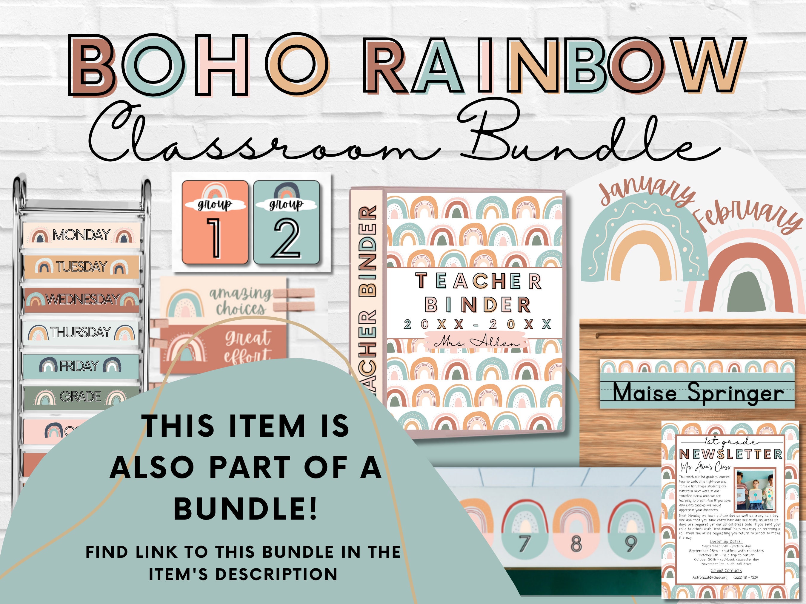 EDITABLE Boho Rainbow Meet the Teacher Template Pastel Meet the Teacher ...