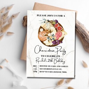 Editable Charcuterie Party Invitation, Wine and Cheese (digital ...