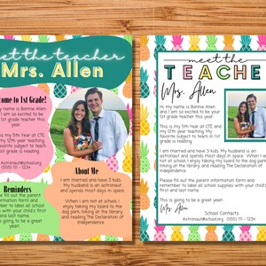 EDITABLE Pineapple Meet the Teacher Template Rainbow Pineapple Meet the ...