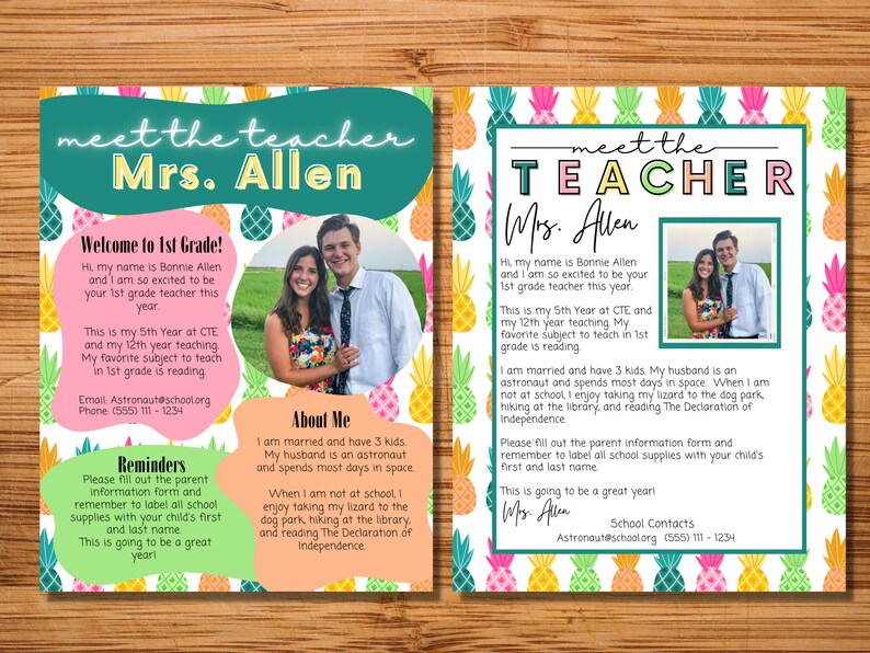 EDITABLE Pineapple Meet the Teacher Template Rainbow Pineapple Meet the ...