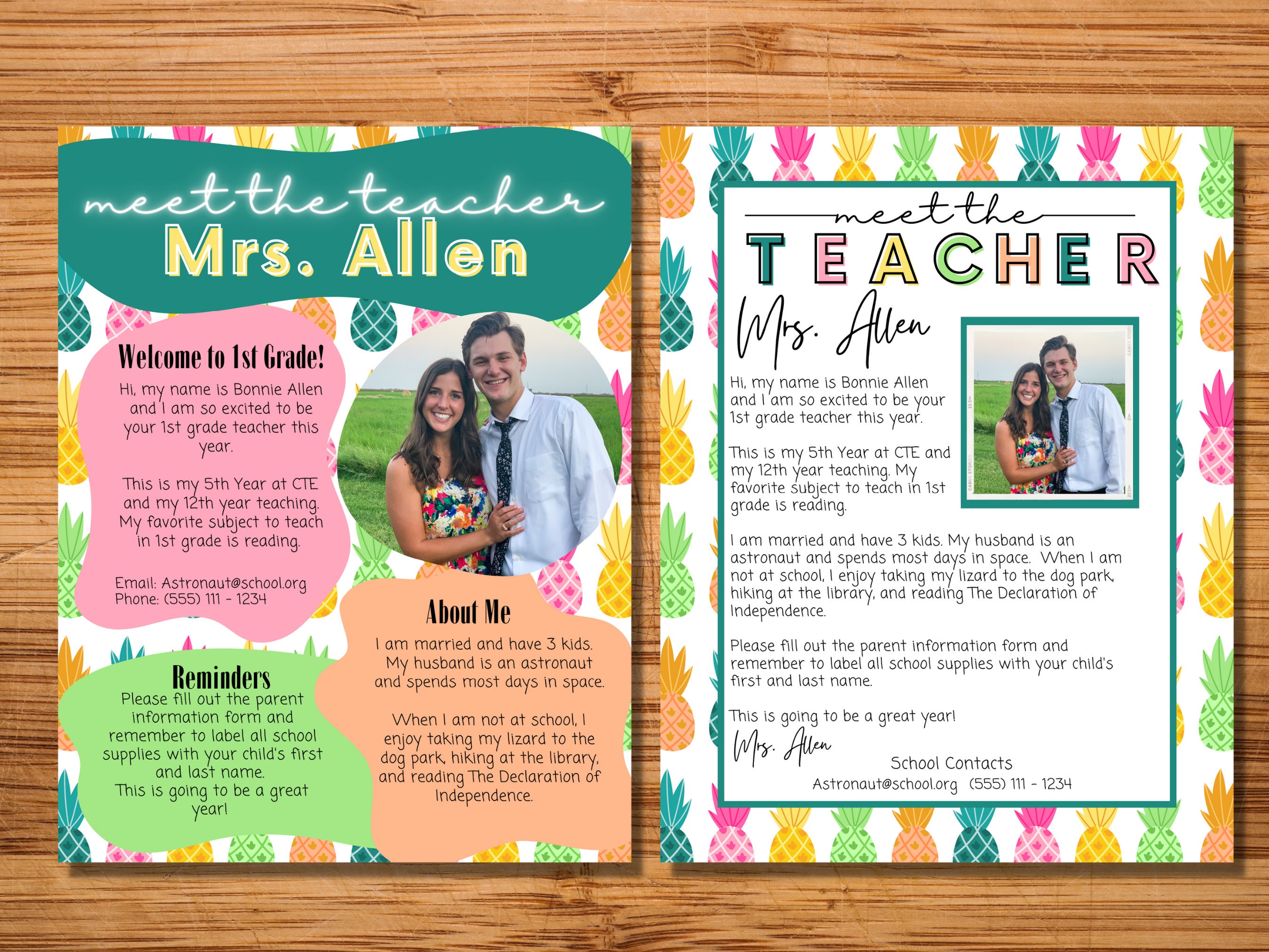 EDITABLE Pineapple Meet the Teacher Template Rainbow Pineapple Meet the ...