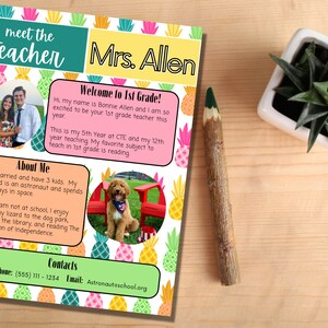 EDITABLE Pineapple Meet the Teacher Template Rainbow Pineapple Meet the ...