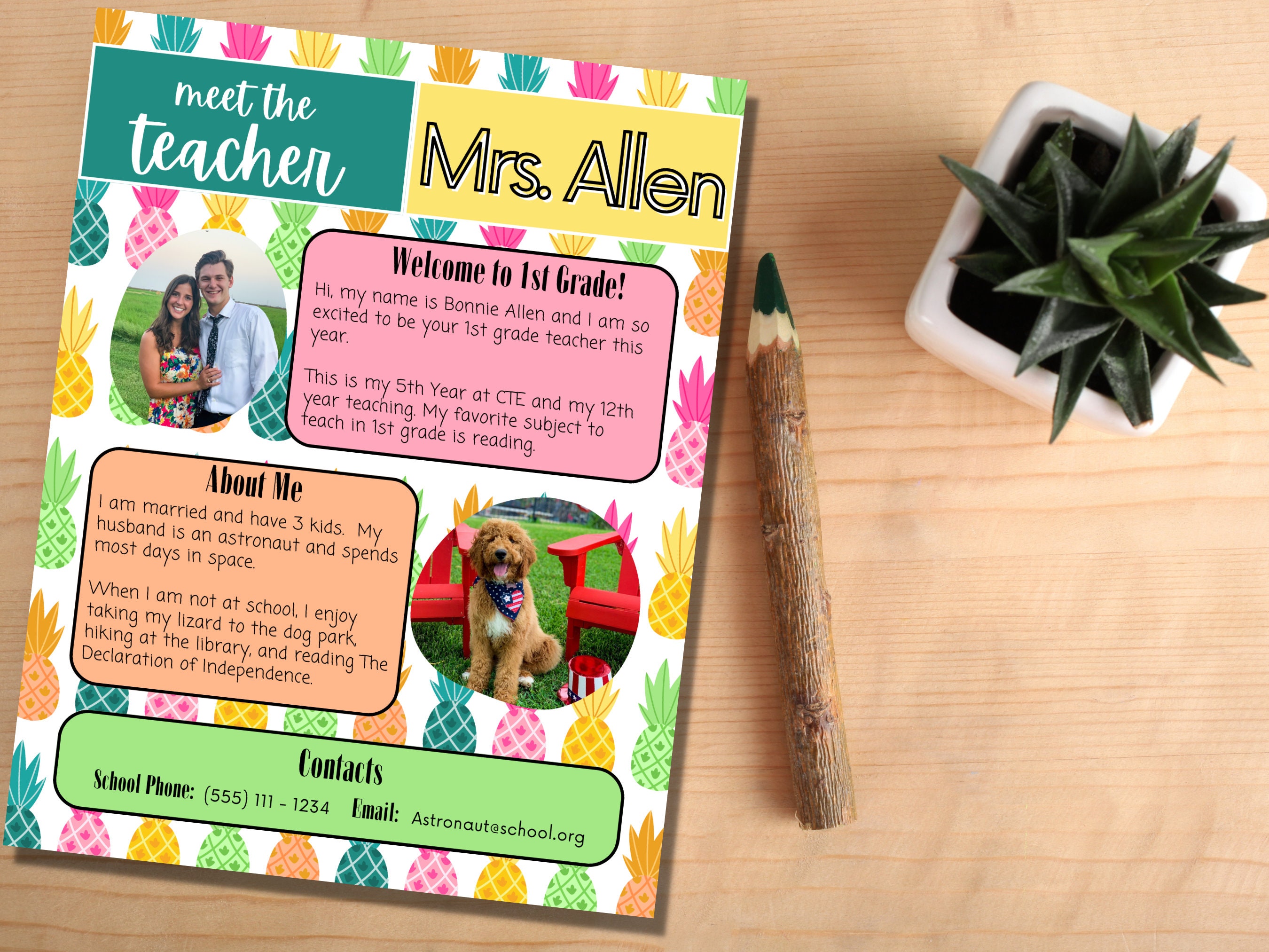 EDITABLE Pineapple Meet the Teacher Template Rainbow Pineapple Meet the ...