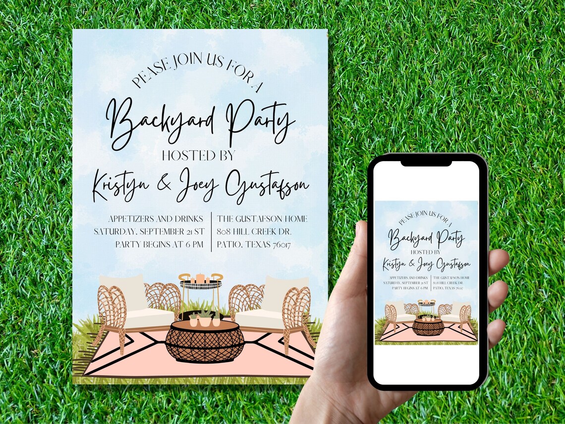EDITABLE Backyard Party Invitation Party on the Patio Invitation Patio ...