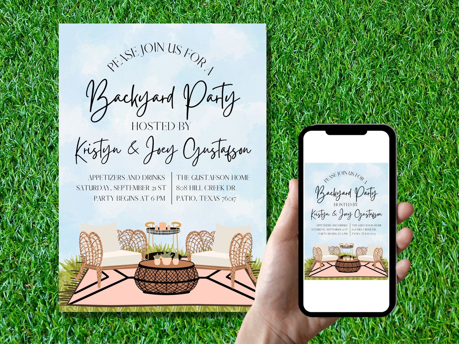 EDITABLE Backyard Party Invitation Party on the Patio Invitation Patio ...
