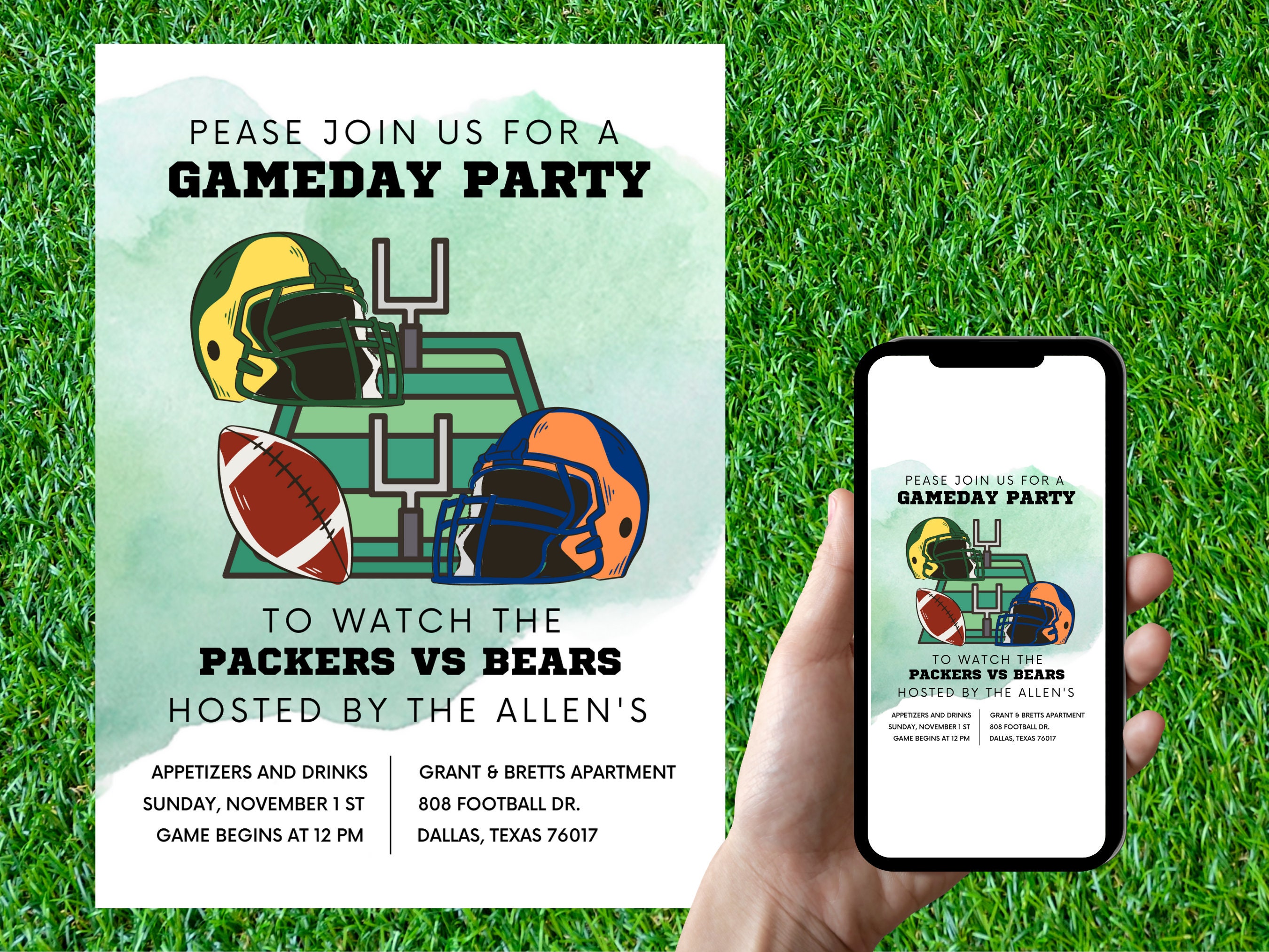 EDITABLE Football Watching Party Invitation NFL Party Invitation ...