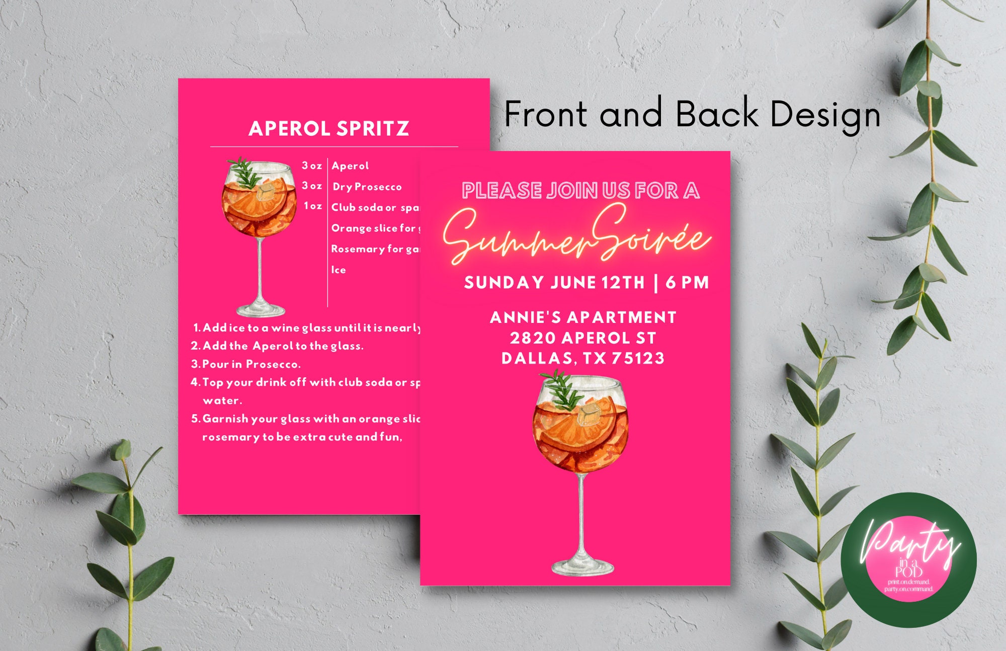 EDITABLE Aperol Spritz Summer Soiree Party Invitation Summer Soirée ...