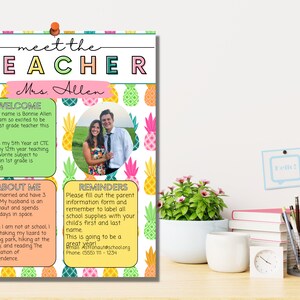 EDITABLE Pineapple Meet the Teacher Template Rainbow Pineapple Meet the ...