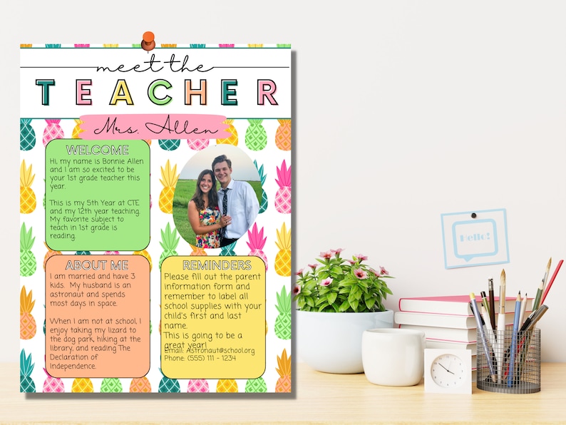 EDITABLE Pineapple Meet the Teacher Template Rainbow Pineapple Meet the ...