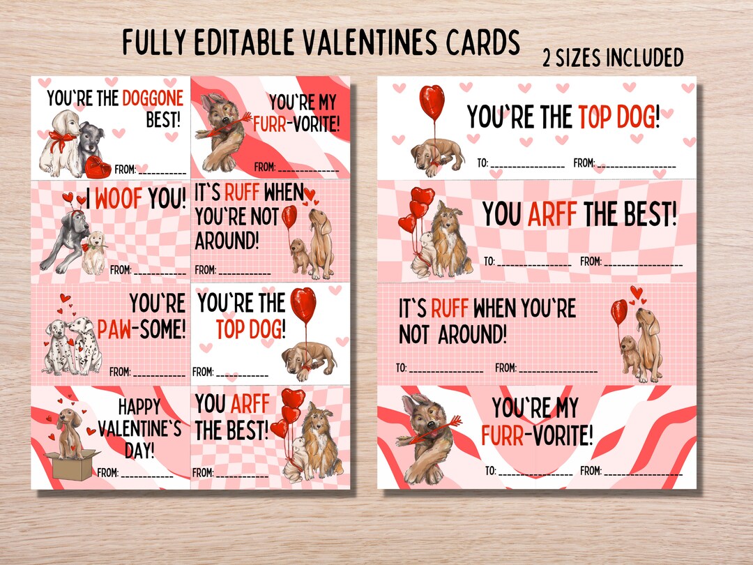 EDITABLE Puppy Valentines Printable Valentines for Kids Printable ...