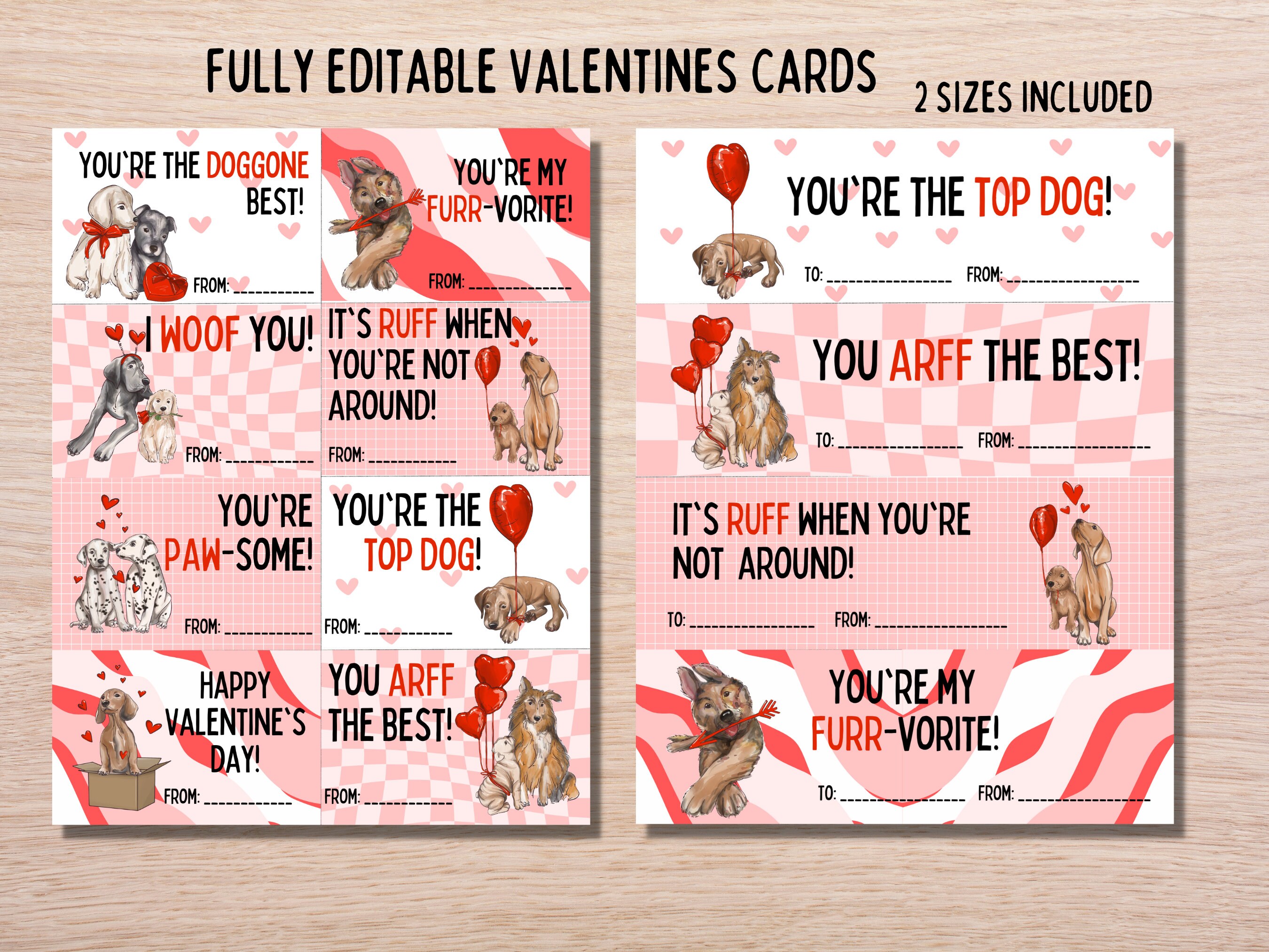 EDITABLE Puppy Valentines Printable Valentines for Kids Printable ...