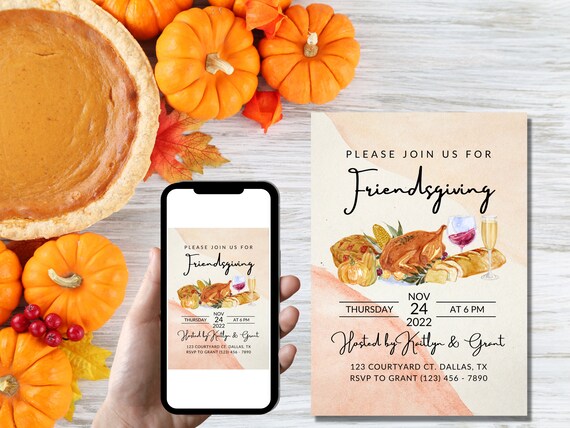 EDITABLE Friendsgiving Invitation Template Thanksgiving Dinner - Etsy