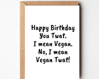 Funny Vegan Birthday Card - Etsy