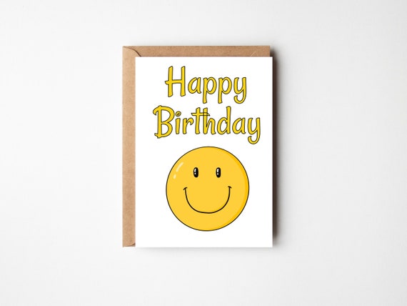 Smiley Face Birthday Card Happy Face Birthday Card for Him - Etsy