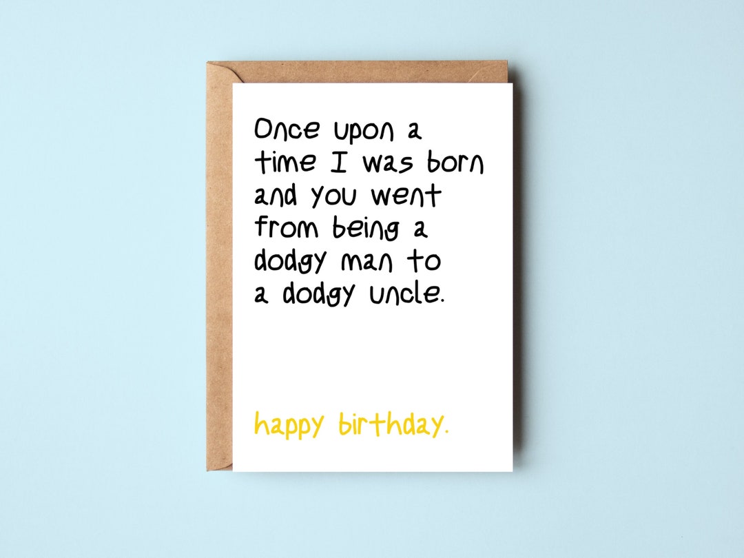 Funny Uncle Birthday Card Dodgy Uncle Card From Nephew or - Etsy