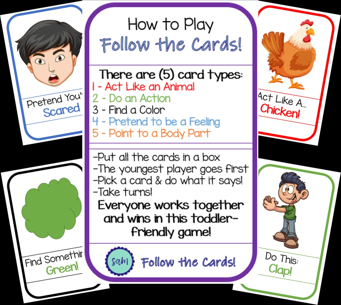Follow the Cards - Printable Toddler Card Game - Etsy