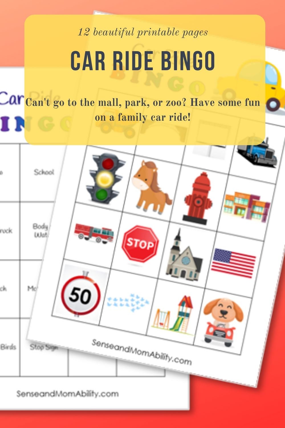 Car Ride Bingo - Preschool Printable - Etsy